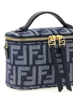 Fendi Ff Denim Vanity Handbag - Blue