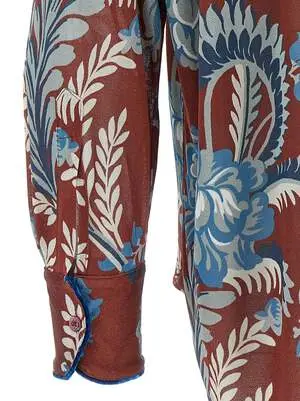 Etro Floral Foliage Print Crepe Jersey Shirt - Multicolor