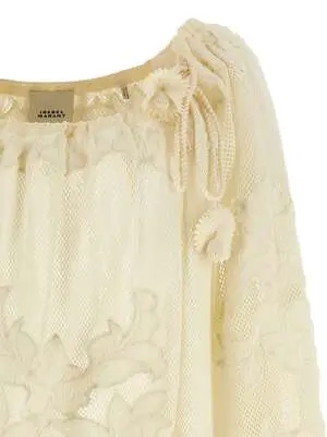 Isabel Marant Étoile Dalyna Cotton Mesh Blouse With Embroidery - Cream