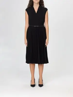 Max Mara Pleated Dress With Belt - Black