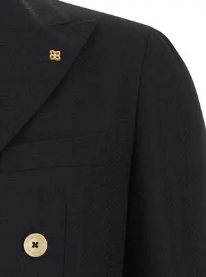 Tagliatore Double-breasted Wool Jacket With Peak Lapels And Jewel Buttons