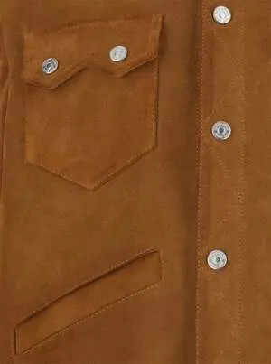 Dsquared2 Suede Jacket With Classic Collar And Buttoned Pockets