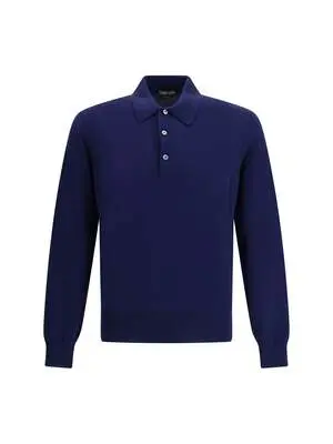 TOM FORD Long-sleeved Polo - Blue
