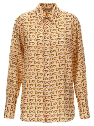 Burberry Burberry Silk Poplin 'B' Print Shirt Multicolor