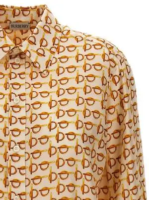 Burberry Silk Poplin 'b' Print Shirt - Multicolor