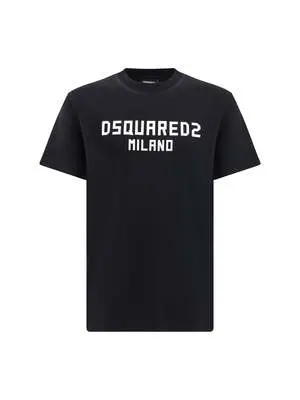 Dsquared2 Dsquared2 Men T-Shirt With “Dsquared2 Milano” Logo Printed Black