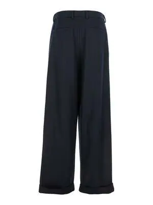 Dolce & Gabbana Wool Trousers With Belt Loops And Cuffed Hem