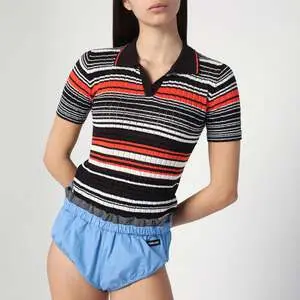 ROBERTO COLLINA Striped Cotton Blend Polo - Multicolor