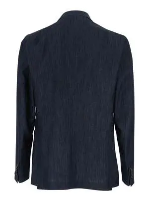 Tagliatore Double-breasted Peak Lapel Denim Jacket - Multicolor