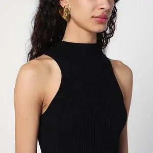 ROBERTO COLLINA Ribbed High Neck Sleeveless Top