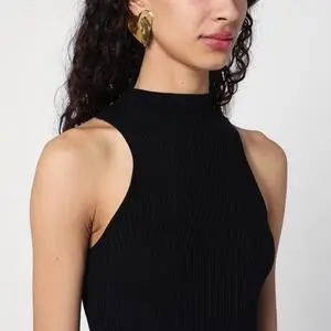 ROBERTO COLLINA Ribbed High Neck Sleeveless Top