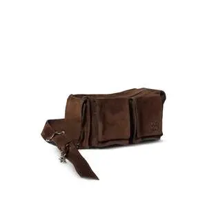 Miu Miu Suede Satchel With Adjustable Shoulder Strap