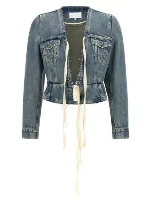 MAISON MARGIELA Raw Cut Hem Denim Jacket - Blue