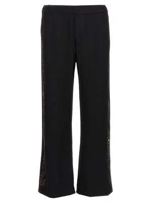 WALES BONNER Cairo Wool Trousers With Embroidered Side Detail - Black