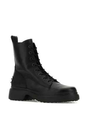 TOD'S Leather Platform Combat Boots - Black