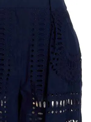 Alberta Ferretti Embroidered Cotton Blend Pants