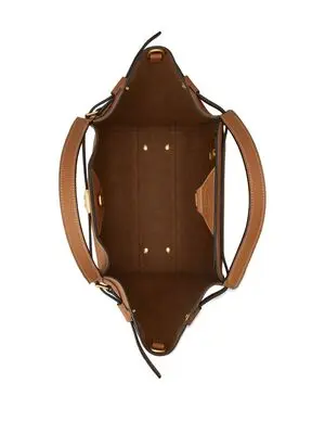 TOD'S Small Leather Shopping Bag With T Timeless Accessory - Brown