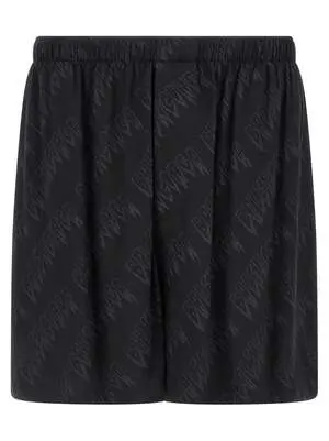 Balenciaga Logo Print Wide Leg Shorts