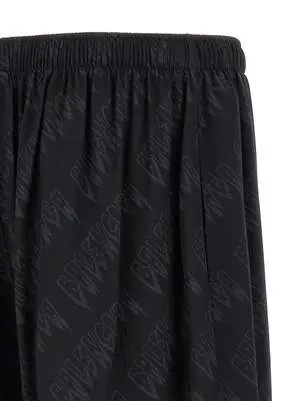 Balenciaga Logo Print Wide Leg Shorts