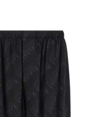 Balenciaga Logo Print Wide Leg Shorts - Black