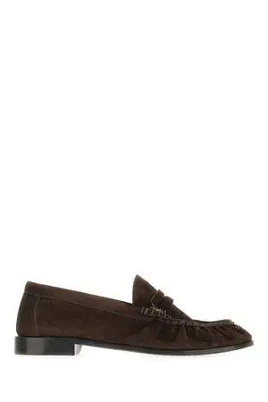Saint Laurent Suede Loafers With Embossed Logo Detailing - Multicolor