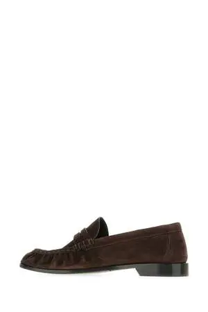 Saint Laurent Suede Loafers With Embossed Logo Detailing - Multicolor
