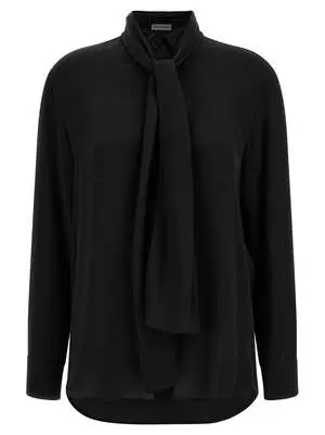 Balenciaga Georgette Shirt With Removable Scarf Collar - Black