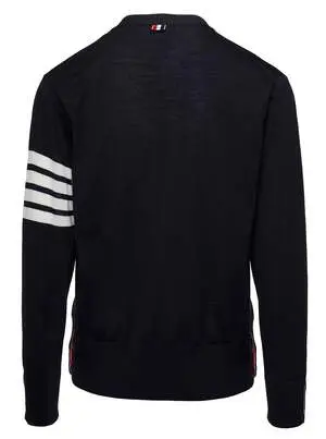 Thom Browne Long Sleeve Wool V-neck Cardigan - Multicolor