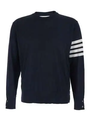 Thom Browne Crew Neck Wool Sweater With 4-bar Detail - Multicolor