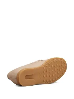 TOD'S Gold-tone Buckle Grained Leather Loafers