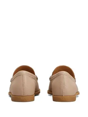 TOD'S Gold-tone Buckle Grained Leather Loafers