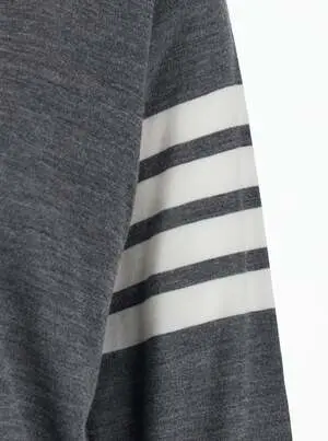 Thom Browne Crew Neck Sweater With 4-bar Detail - Gray
