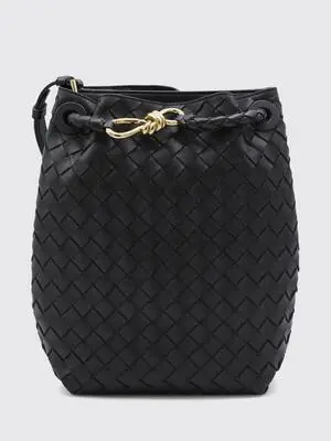 Bottega Veneta Woven Leather Shoulder Bag With Gold Tone Clasp - Brown