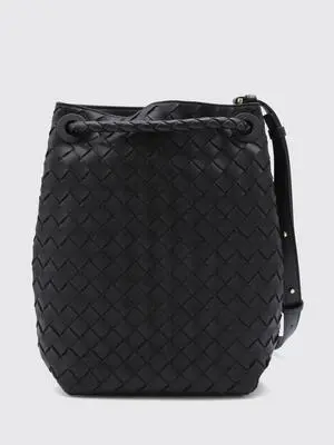 Bottega Veneta Woven Leather Shoulder Bag With Gold Tone Clasp