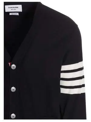 Thom Browne Merino Wool Cardigan With Button Detailing - Blue