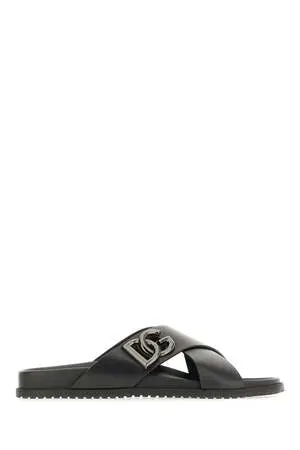 Dolce & Gabbana Embellished Leather Slides