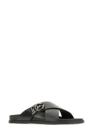 Dolce & Gabbana Embellished Leather Slides