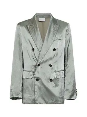 Dries Van Noten Double-breasted Viscose Cotton Blazer