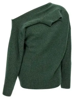 Victoria Beckham Convertible Wool Blend Mouline High Neck Sweater