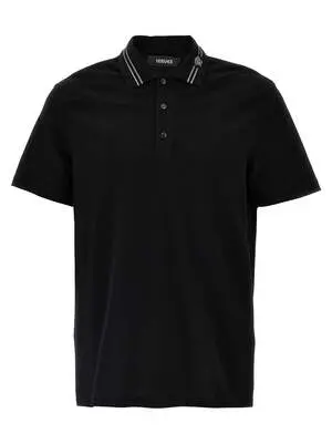 Versace Medusa Embroidery' Polo Shirt - Black