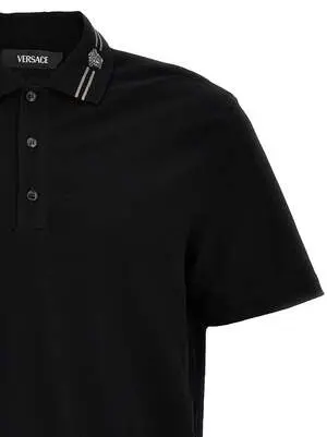 Versace Medusa Embroidery' Polo Shirt - Black