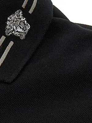 Versace Medusa Embroidery' Polo Shirt - Black