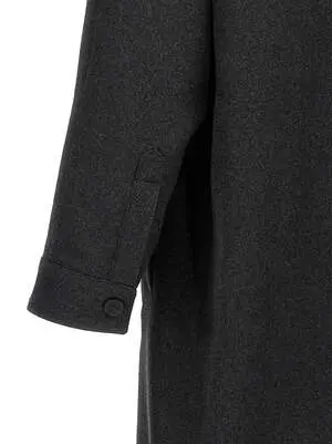 Fendi Single-breasted Cashmere Coat With Embossed Logo Pocket
