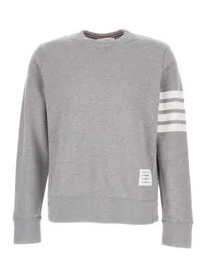 Thom Browne 4 Bar Tab Sweatshirt With Contrast Stripes - Gray