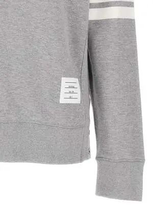 Thom Browne 4 Bar Tab Sweatshirt With Contrast Stripes - Gray