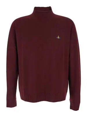 VIVIENNE WESTWOOD Wool Blend Turtleneck Sweater With Orb Logo Embroidery - Multicolor
