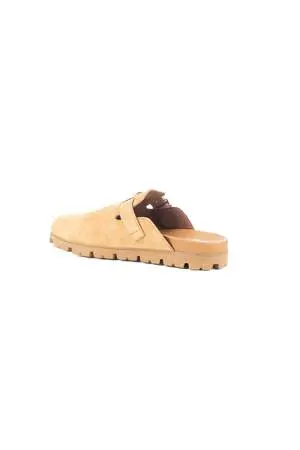 Prada Suede Buckled Mules