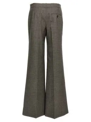 Stella McCartney Houndstooth Flared Wool Trousers - Gray