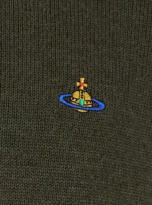 VIVIENNE WESTWOOD Crew Neck Wool Blend Sweater With Embroidered Orb Logo