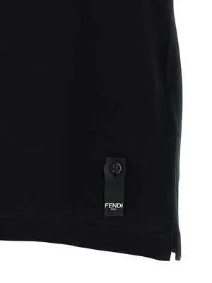 Fendi Ff Metallic Logo Polo Shirt - Black